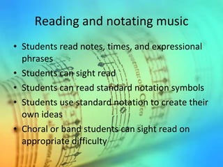 National Standards For Music Education | PPT | Musicals | Genres