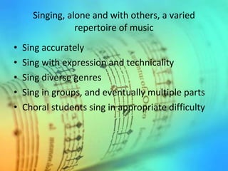 National Standards For Music Education | PPT | Musicals | Genres