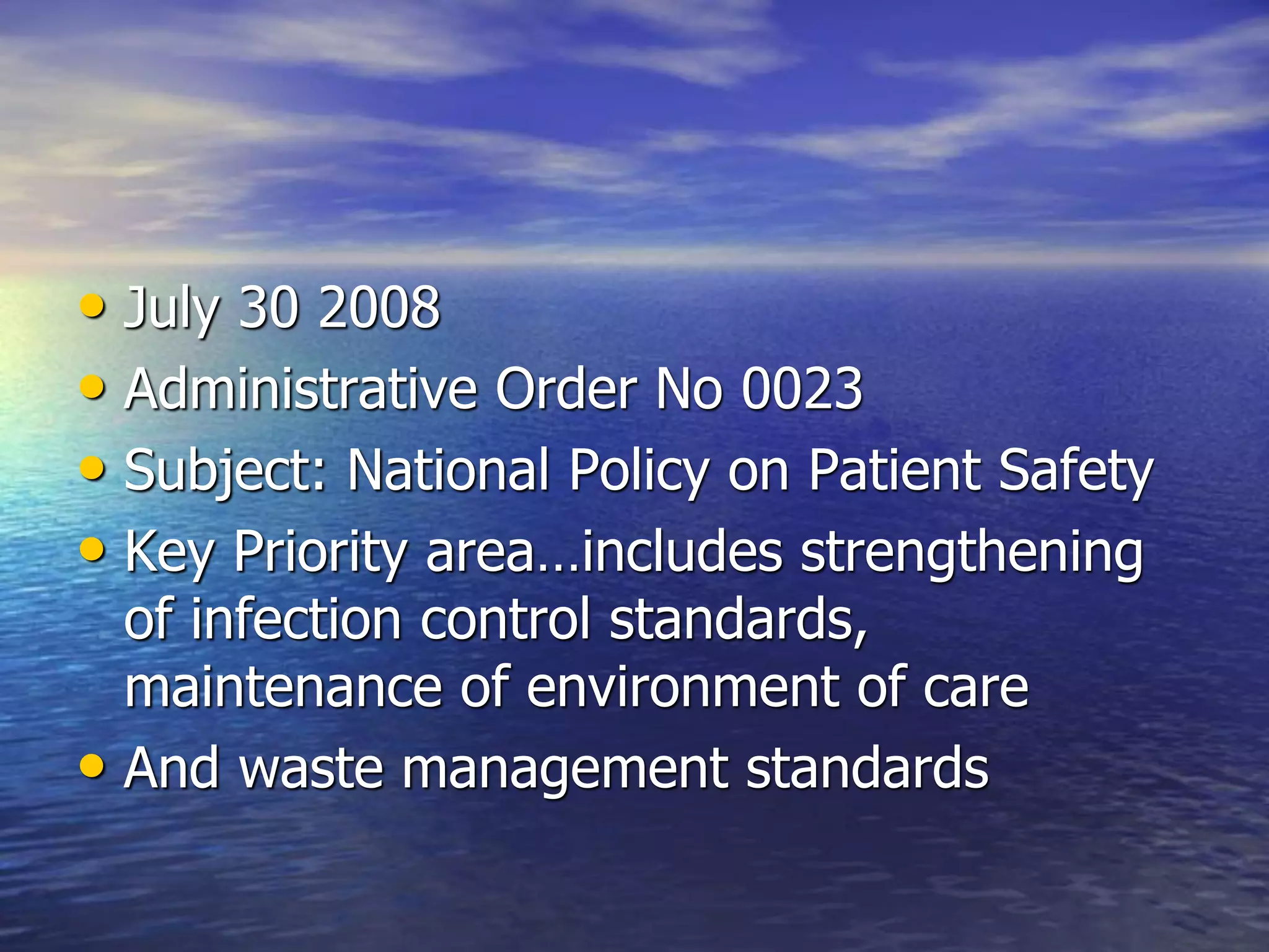 National Standards in Infection Control for Healthcare Facilities | PDF