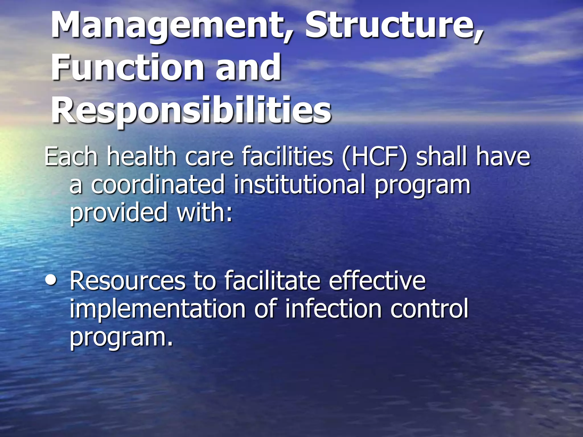 National Standards in Infection Control for Healthcare Facilities | PDF