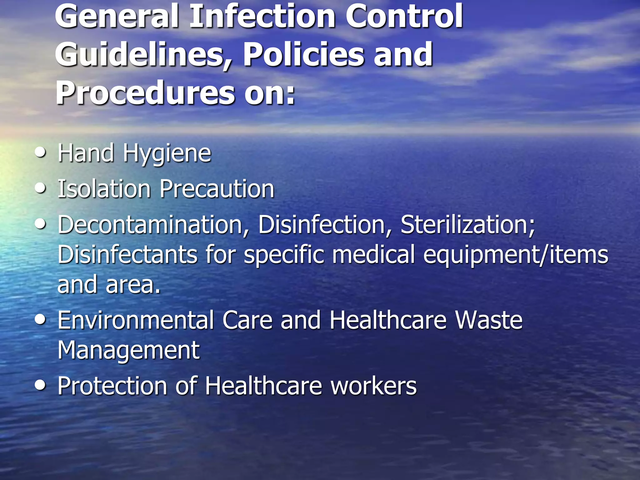 National Standards in Infection Control for Healthcare Facilities | PDF