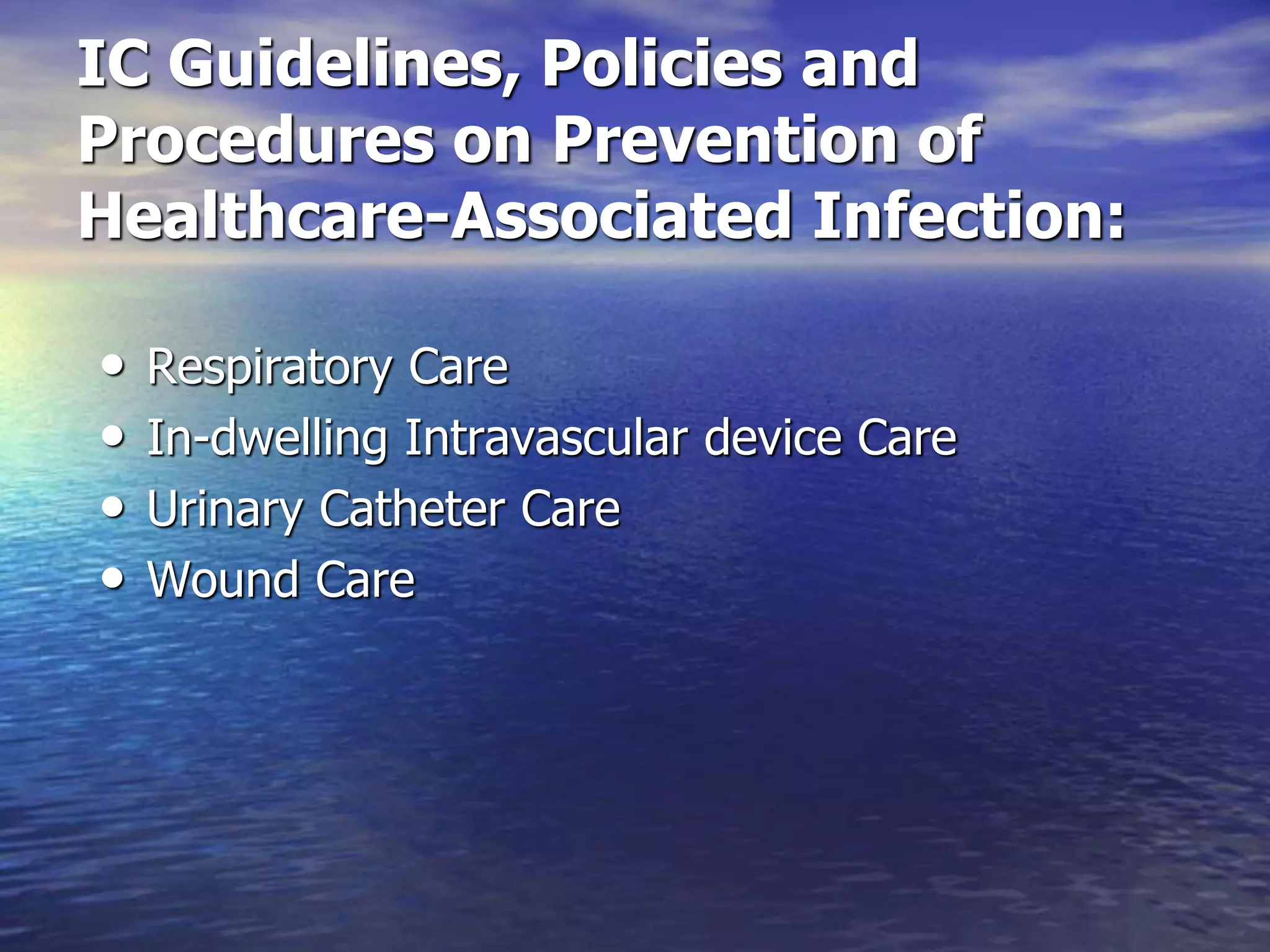 National Standards in Infection Control for Healthcare Facilities | PDF