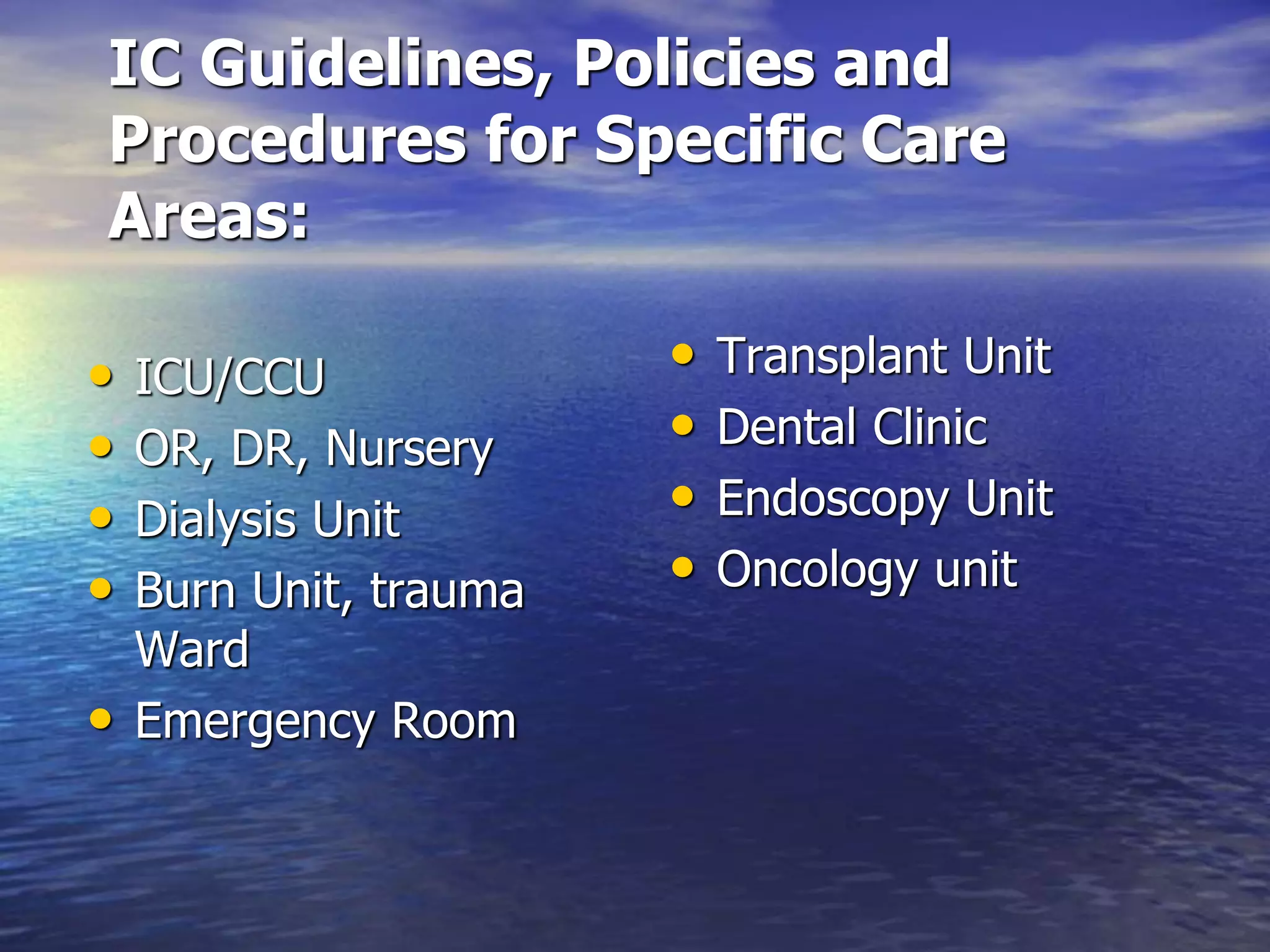 National Standards in Infection Control for Healthcare Facilities | PDF
