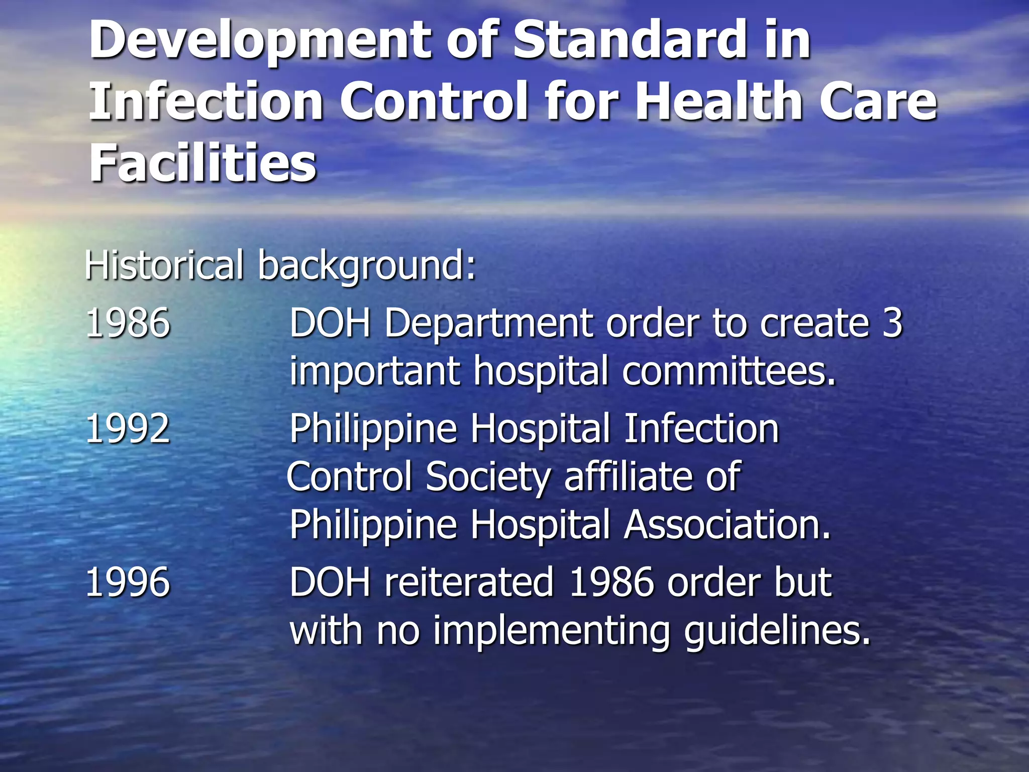 National Standards in Infection Control for Healthcare Facilities | PDF