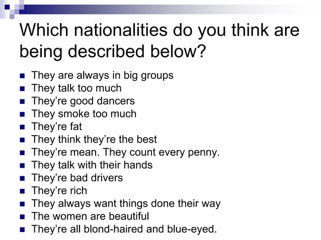 National Stereotypes | PPT