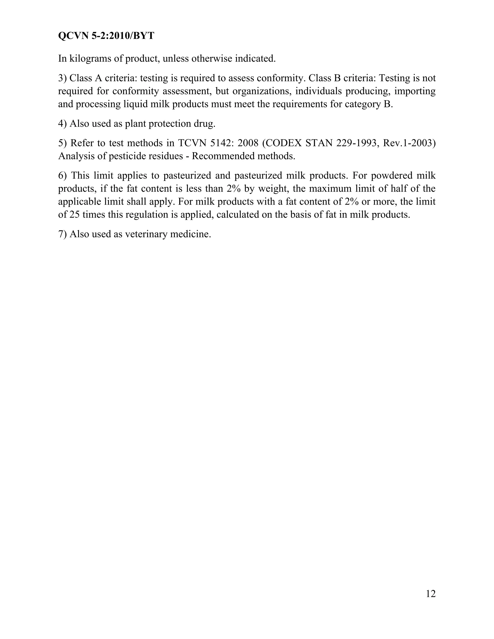 National technical regulation for powdered milk products translate by dp ventilation's khoa | PDF