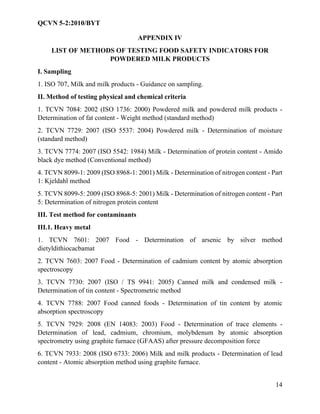 National technical regulation for powdered milk products translate by dp ventilation's khoa | PDF