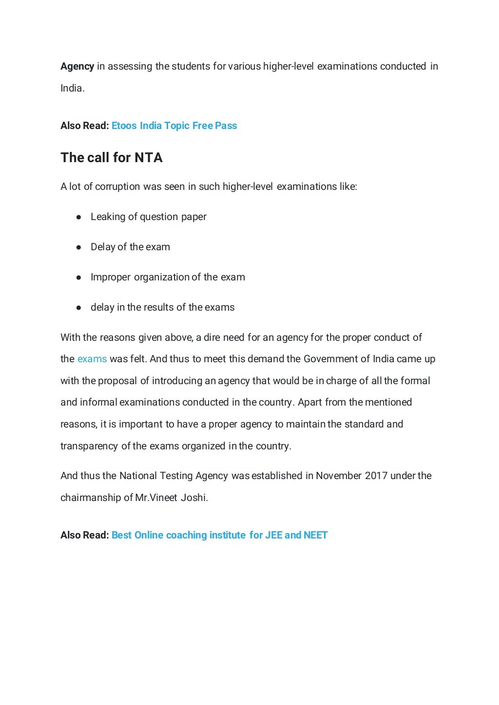 National Testing Agency _ Formation, Objectives and Functions of NTA.docx