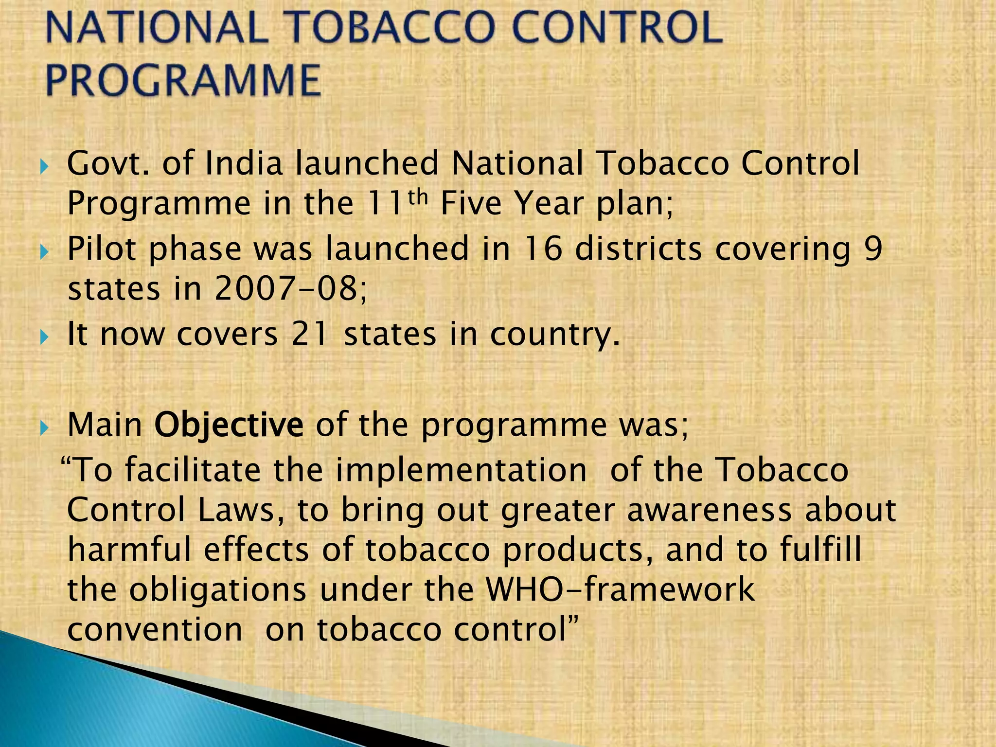 National tobbacco control programme | PPTX