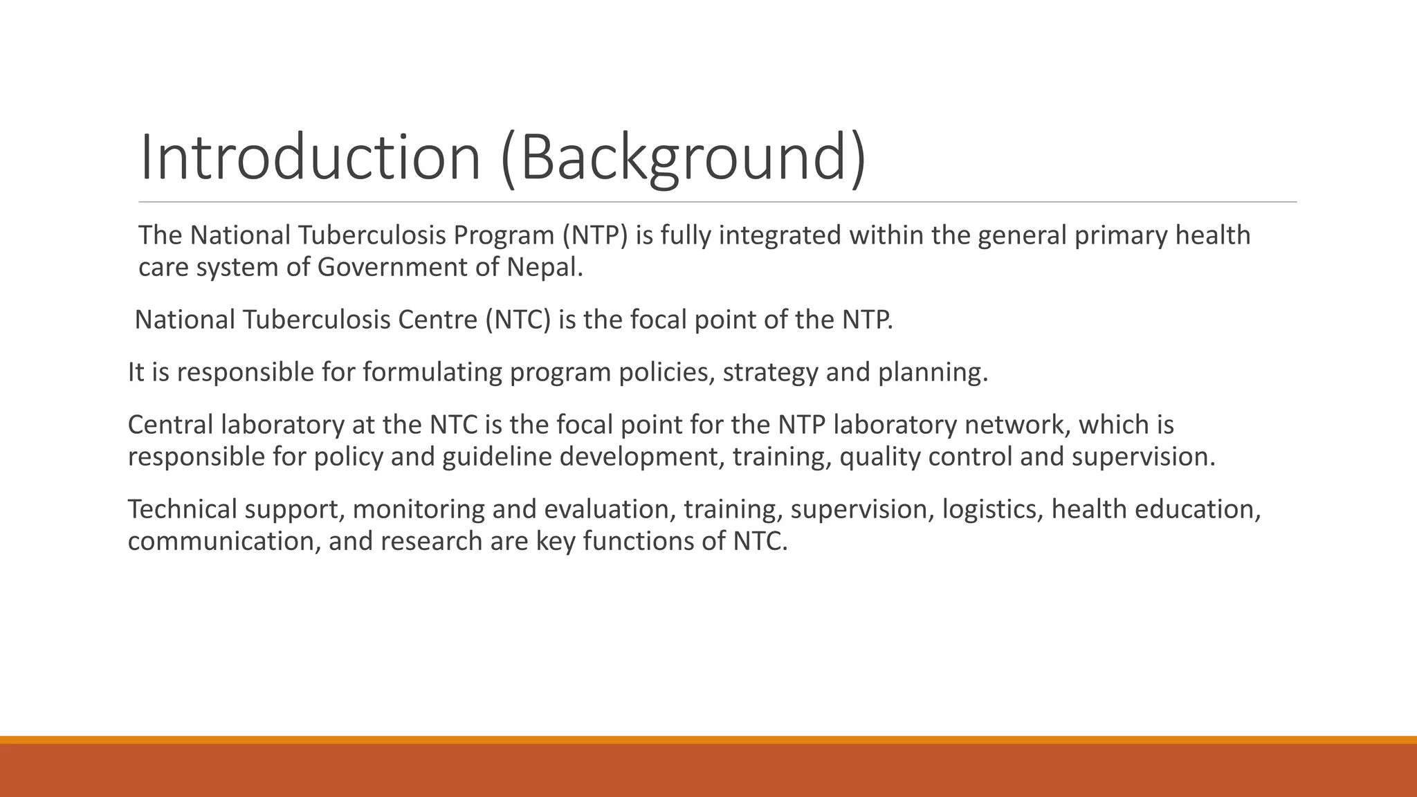 National Tuberculosis Center (NTC) | PPTX
