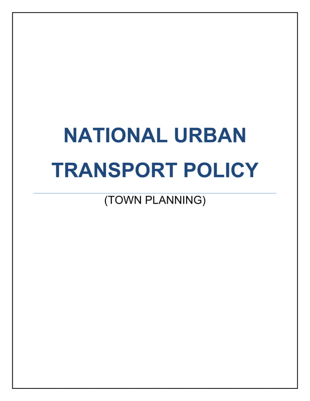 National urban transport policy | PDF