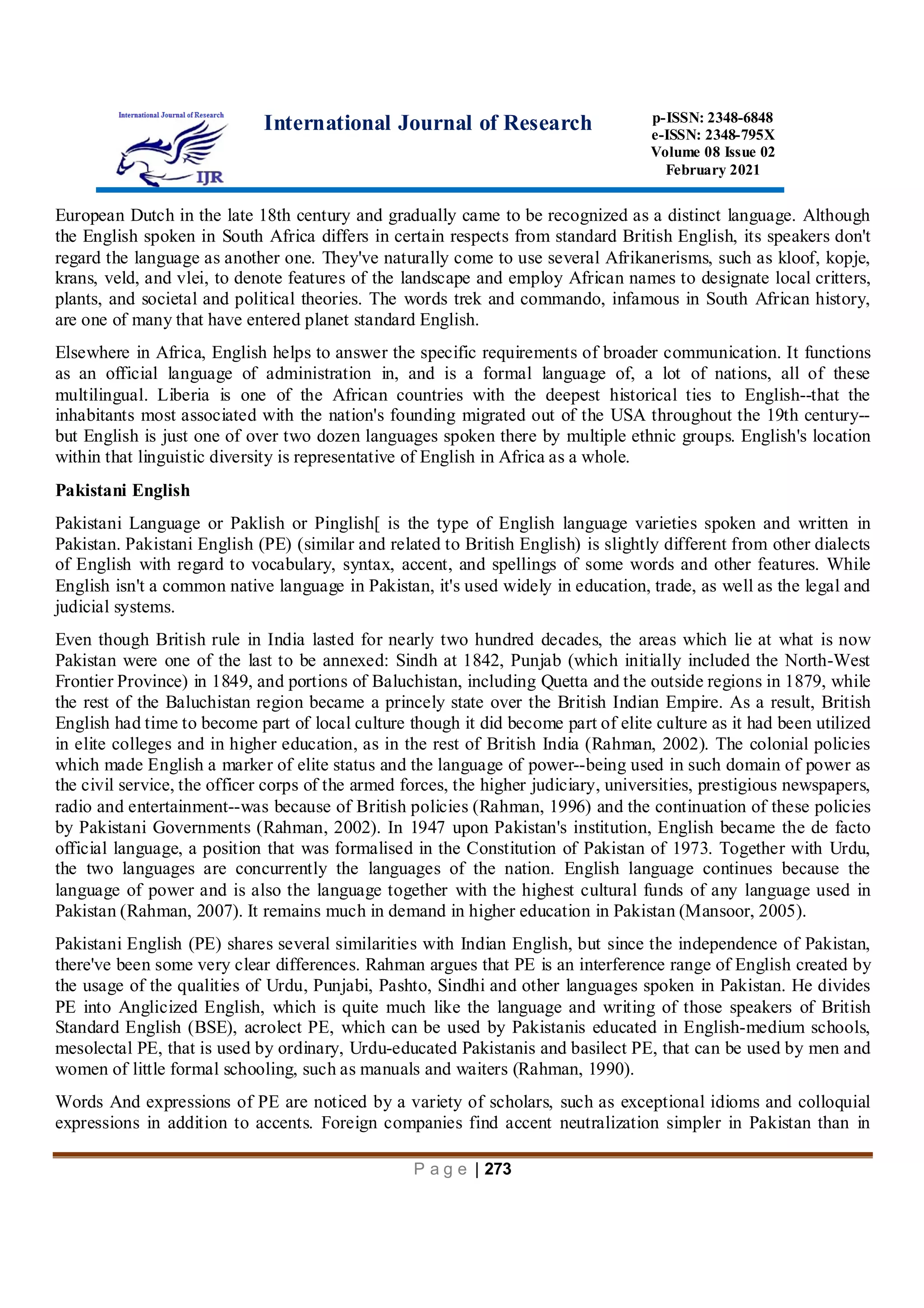 National varieties of english | PDF