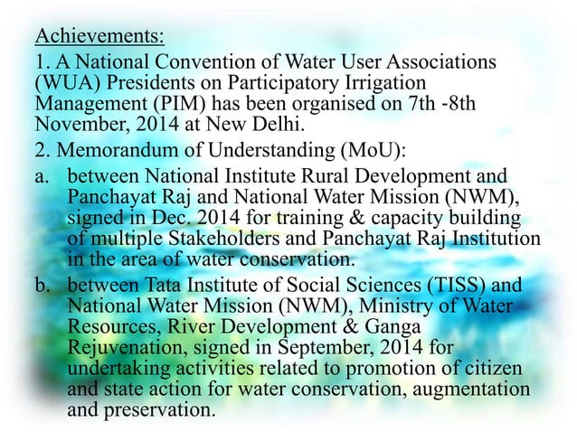 National Water Mission | PPTX | Geography | Science