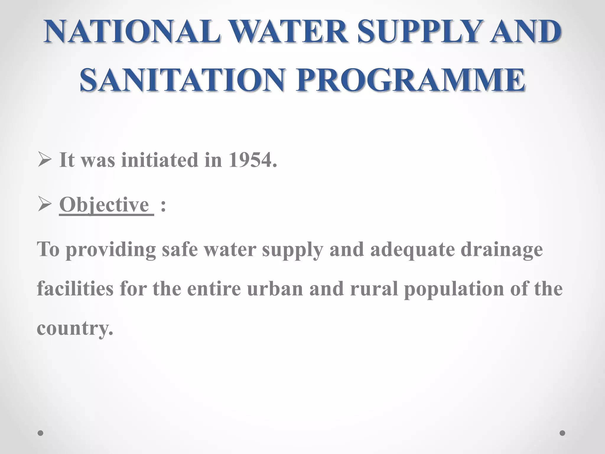 National Water Supply and Sanitation Programme in India | PPTX