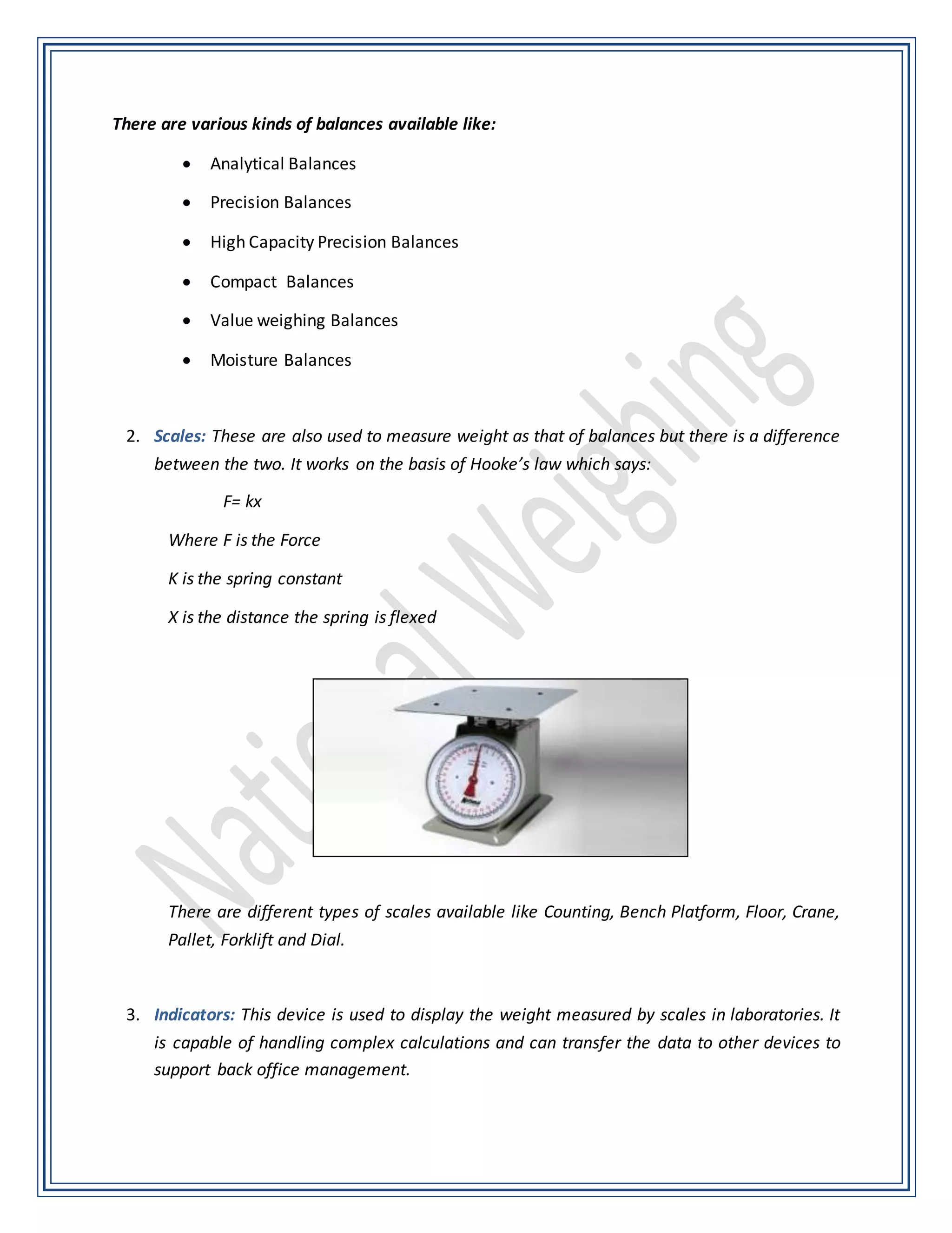 National Weighing and Instruments | PDF