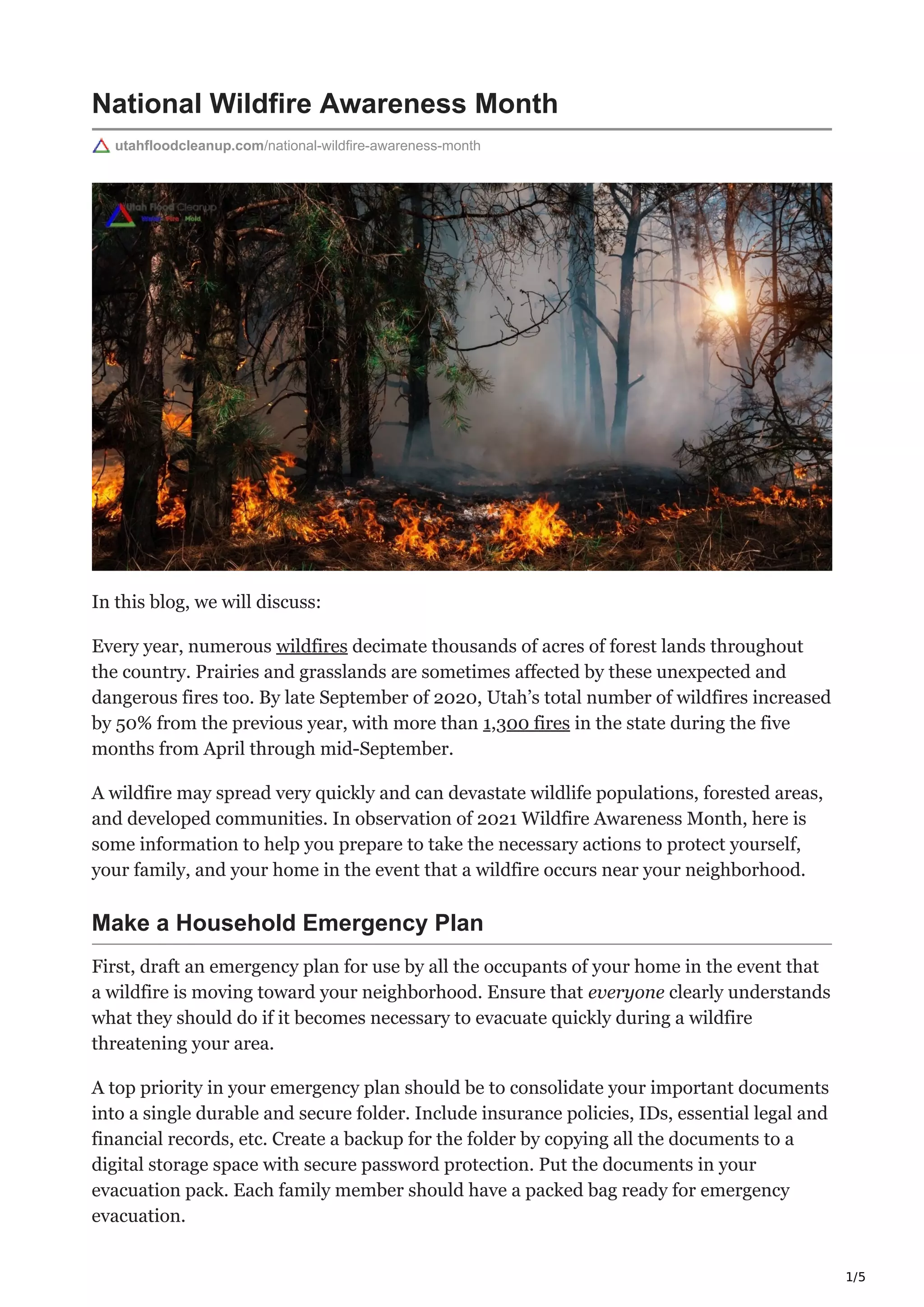 National Wildfire Awareness Month | PDF