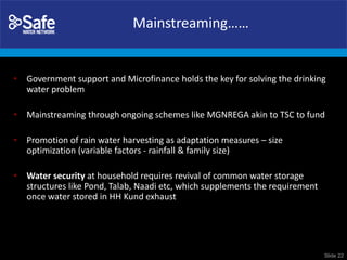 National workshop on community based water management in rajasthan | PPT