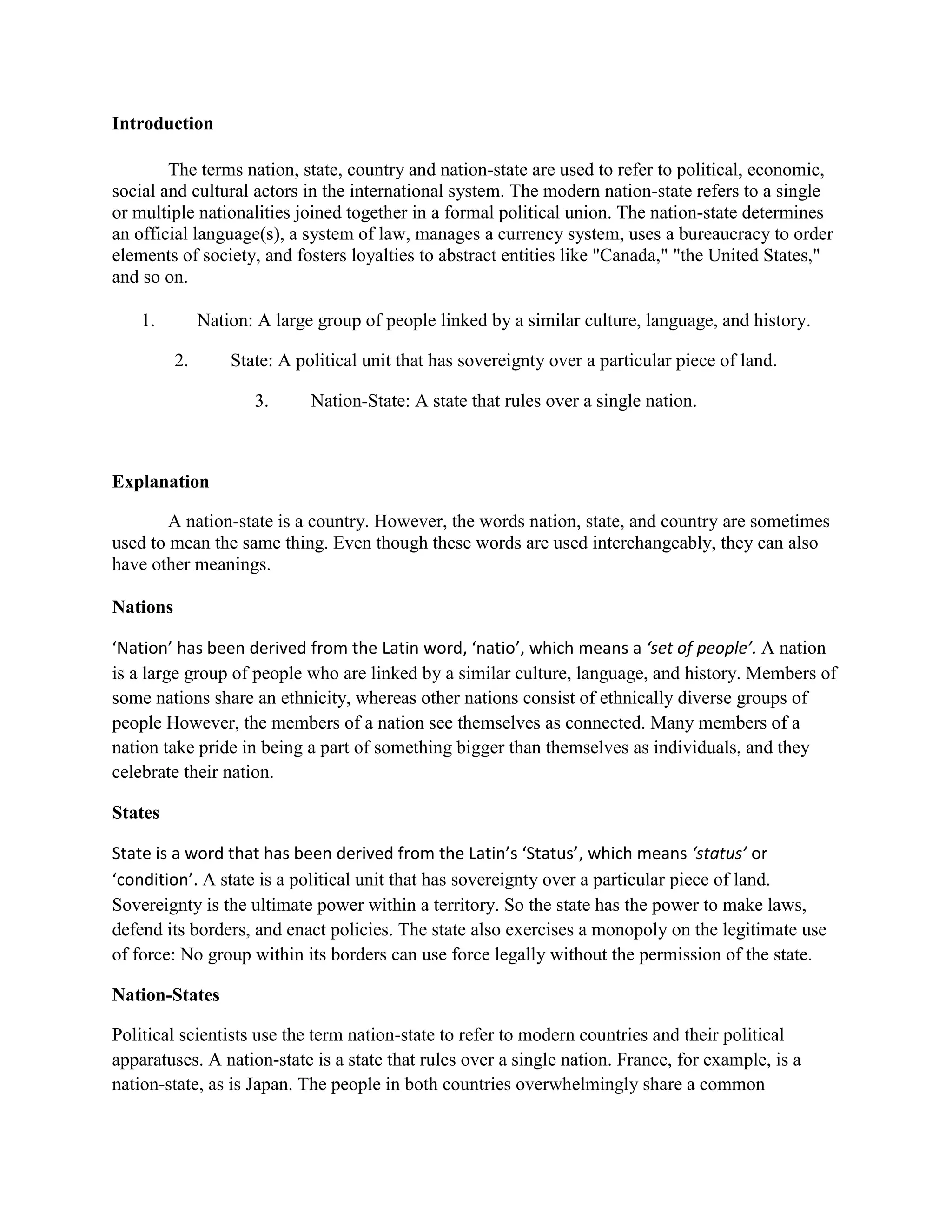 Nation and State | DOCX