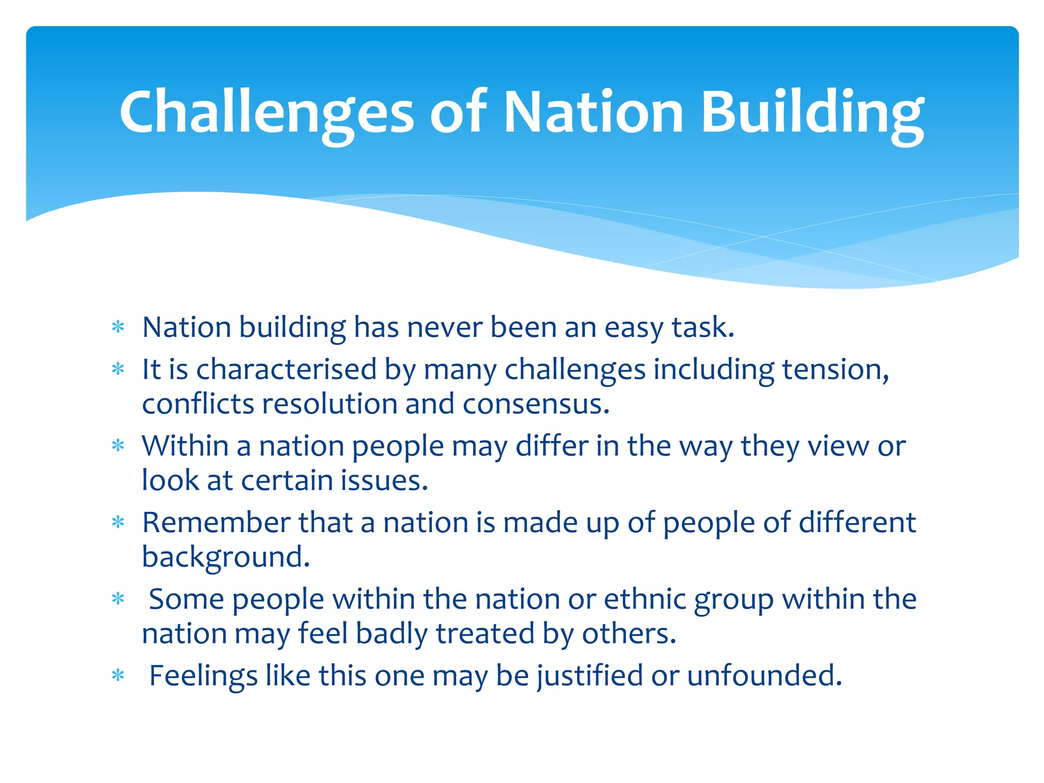 Nation building and its challenges | PPTX