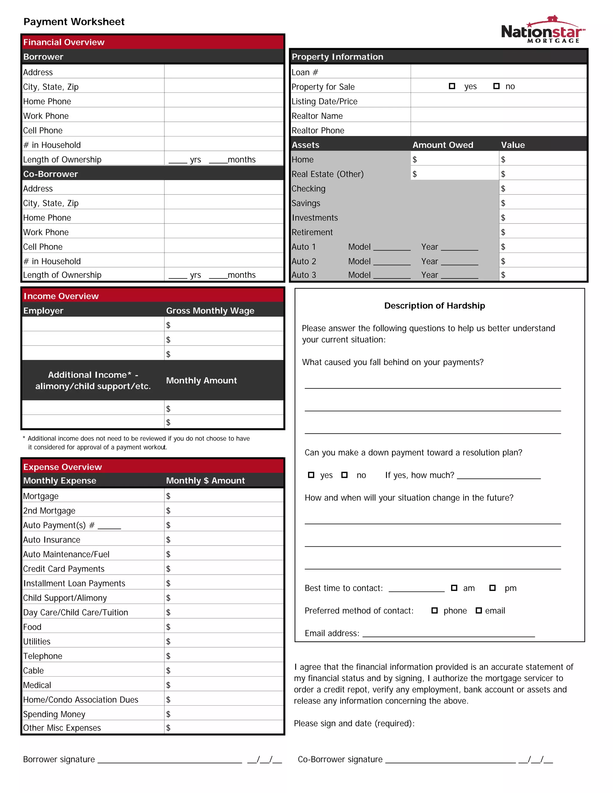 Nationstar worksheet- short sale | PDF