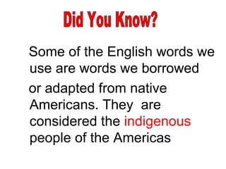 Native American Vocabulary | PPT