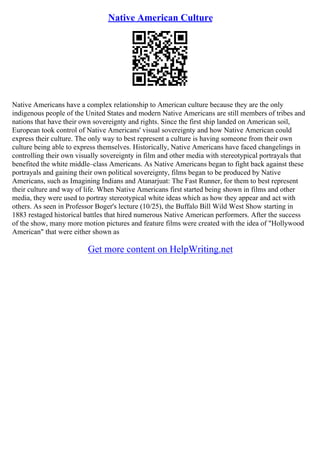 Native American Culture Essay | PDF