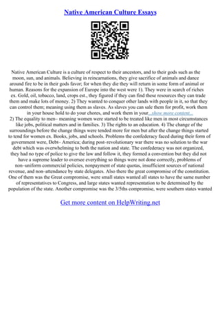 Native American Culture Essay | PDF