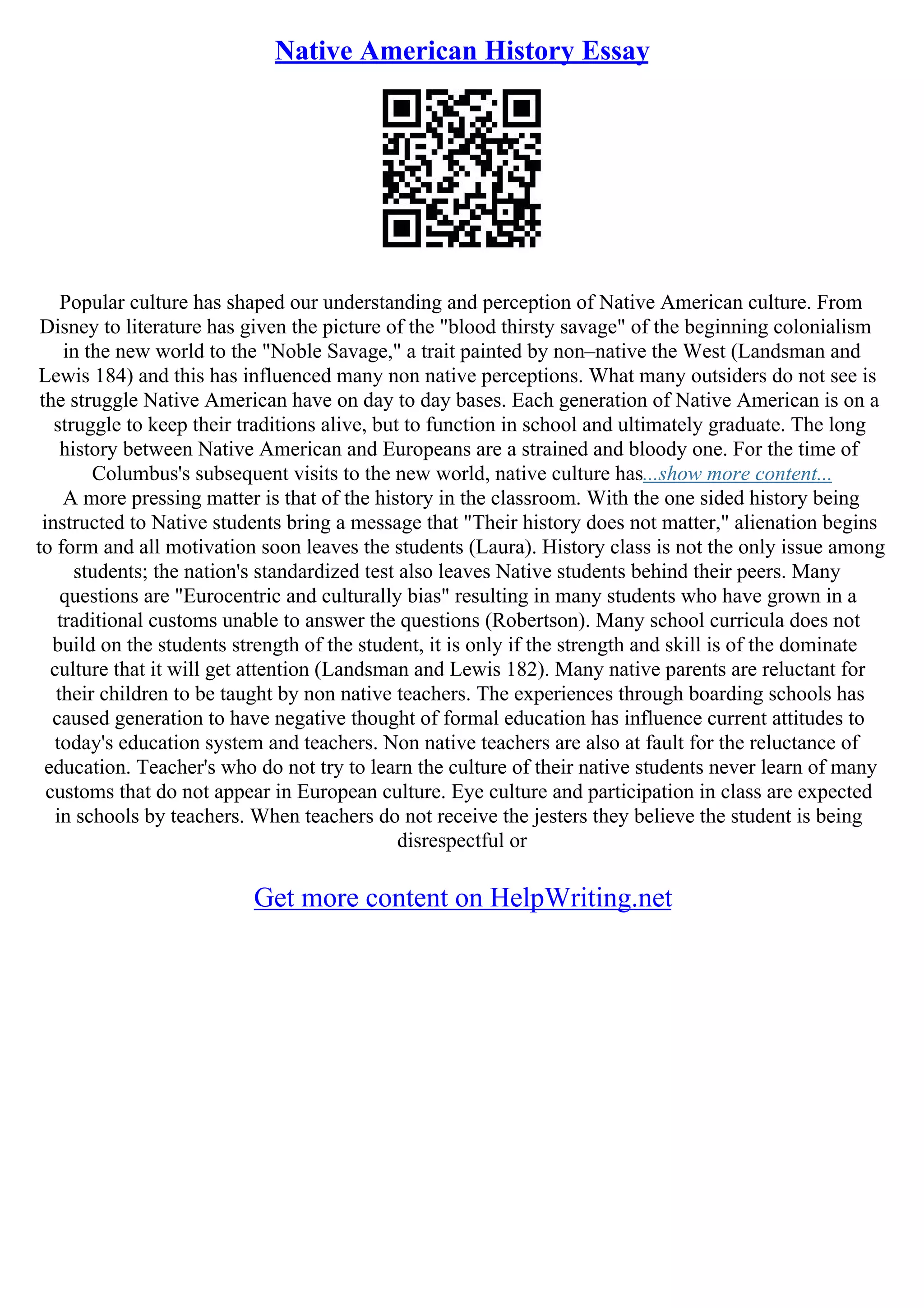 Native American Essay | PDF