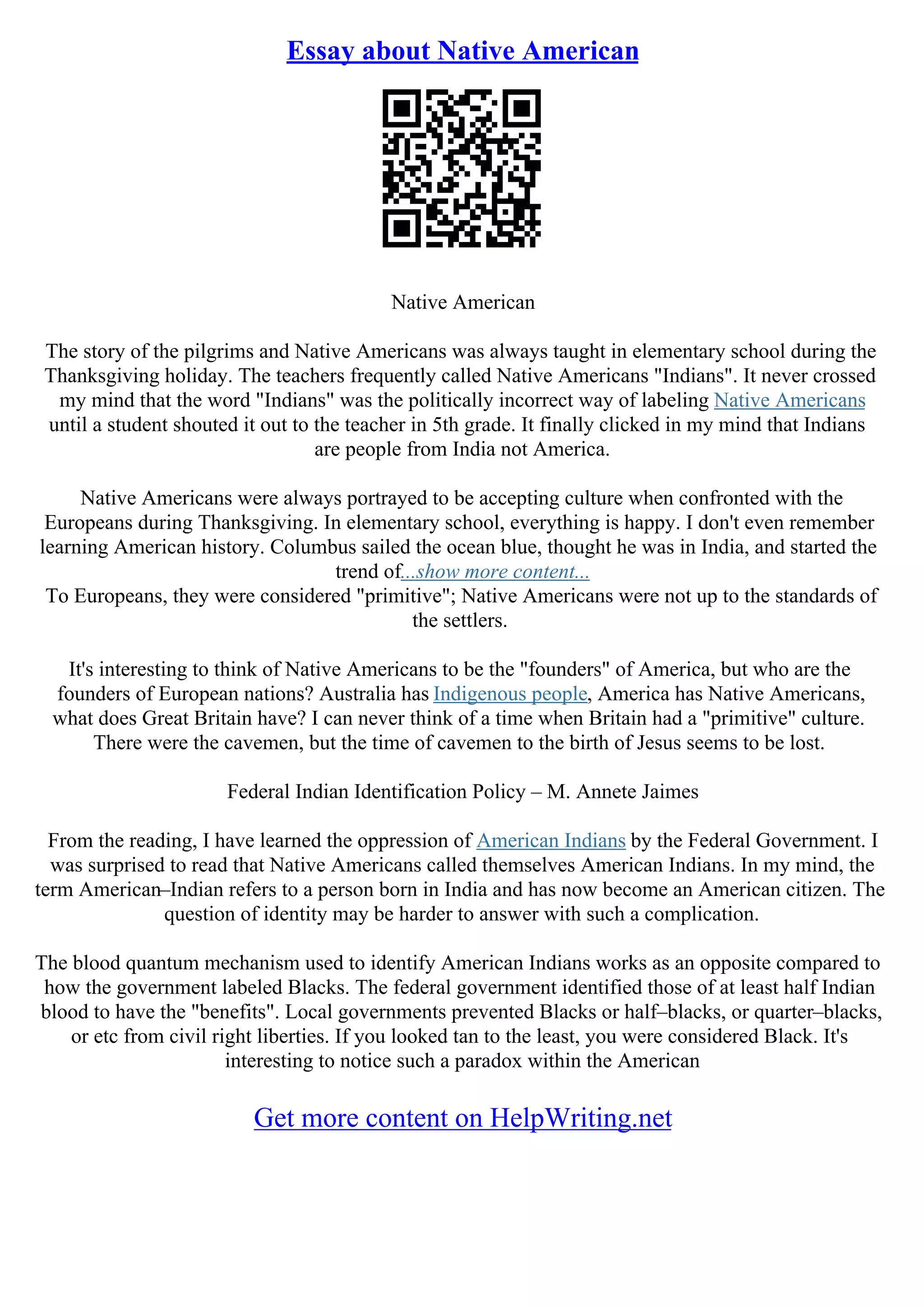 Native American Essay | PDF