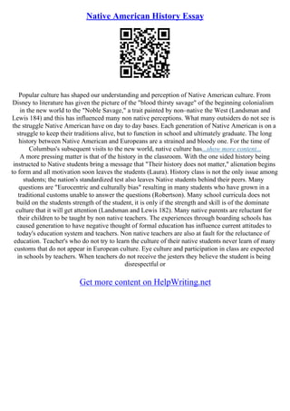 Native American Essay | PDF