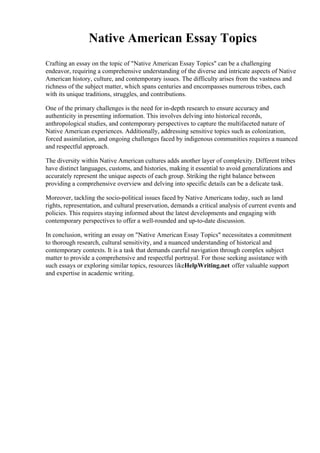 Native American Essay Topics | PDF
