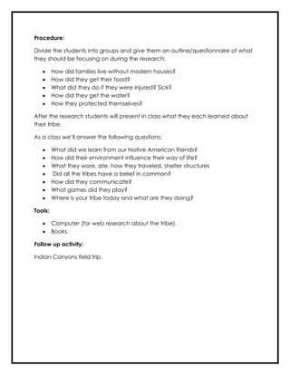 Native american lesson plan | DOCX | Geography | Science