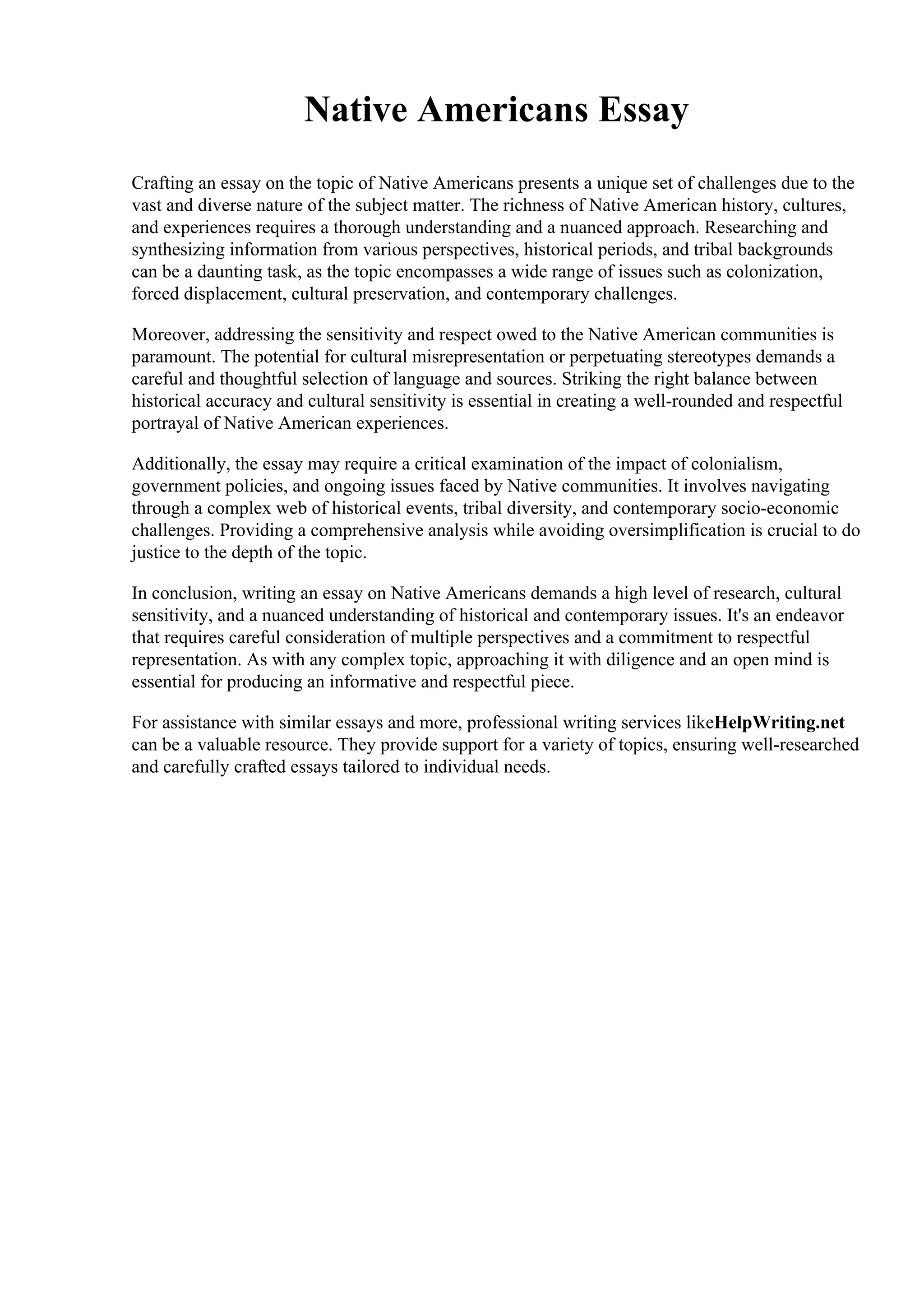 Native Americans Essay.pdf | Genealogy and Ancestry | Hobbies & Interests