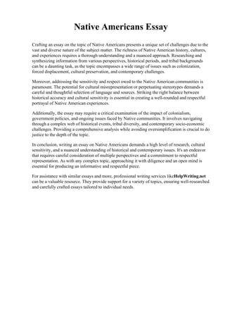Native Americans Essay.pdf | Genealogy and Ancestry | Hobbies & Interests