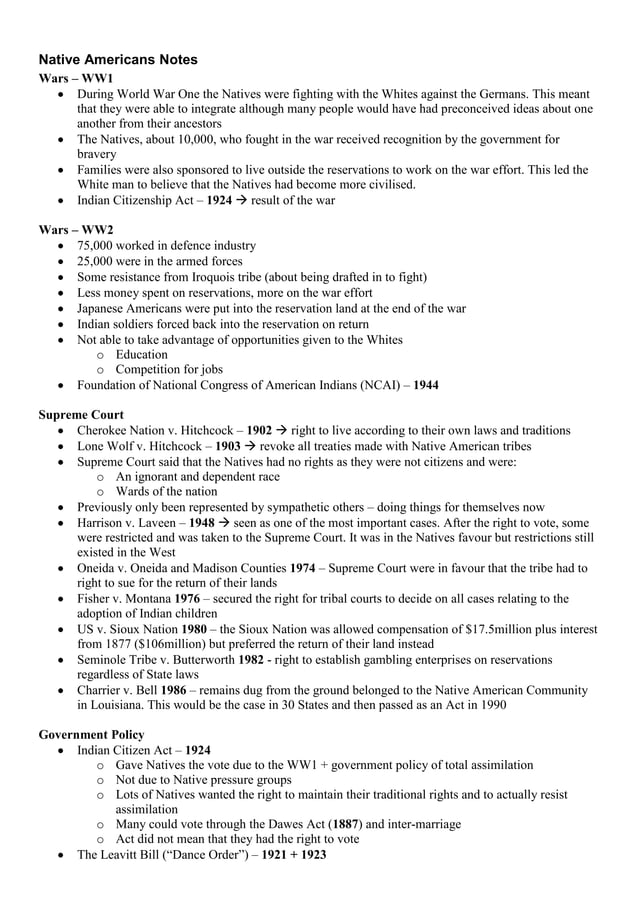 Native Americans Notes | DOCX | Genealogy and Ancestry | Hobbies ...
