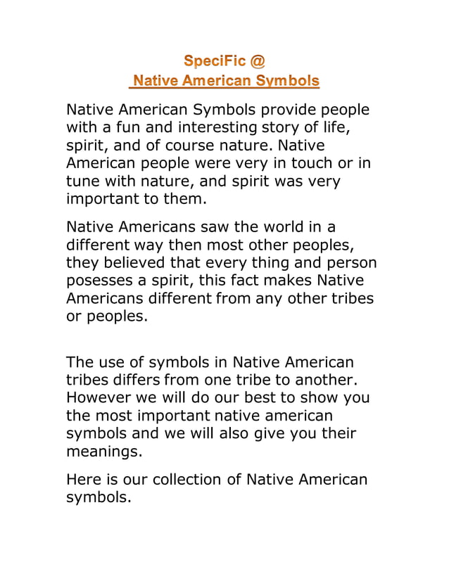 Native American Symbols Their Meanings