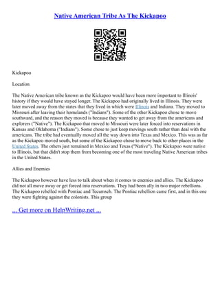Native American Tribe As The Kickapoo | PDF