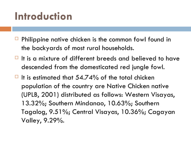 Native chicken production in the philippines | PPT | Agriculture ...