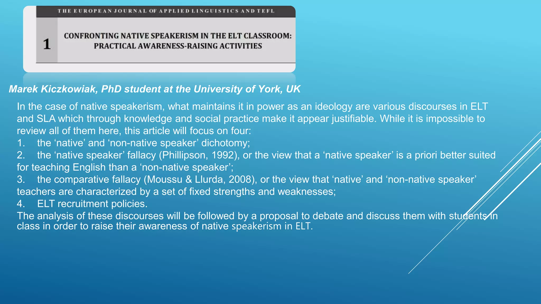 Native English Teacher or Non - Native English Teacher? | PPTX