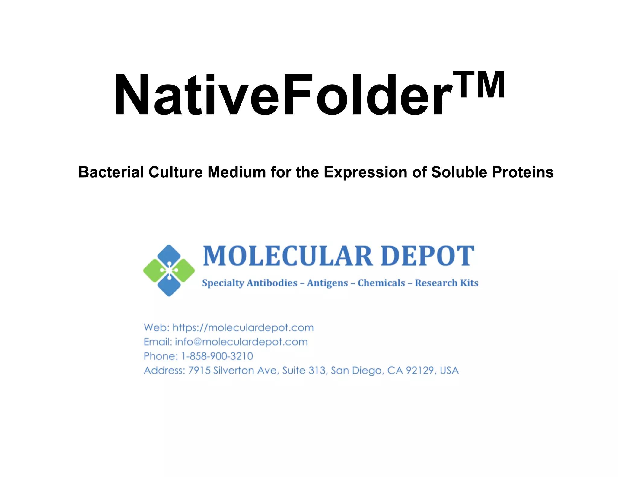 Expression of Soluble Proteins with NativeFolderTM | PDF