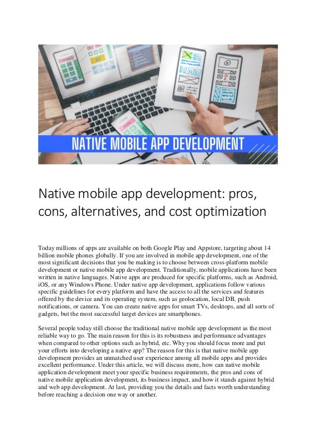 Native Mobile App Development Pros Cons Alternatives And Cost Optimization Pdf Operating