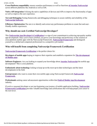 Nativescript Framework Certification.pdf | Web Development | Internet