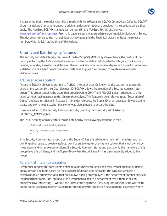 Native tables in NonStop SQL/MX | PDF