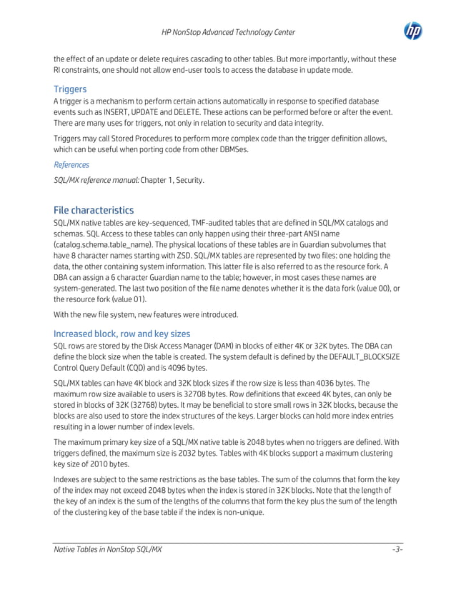 Native tables in NonStop SQL/MX | PDF