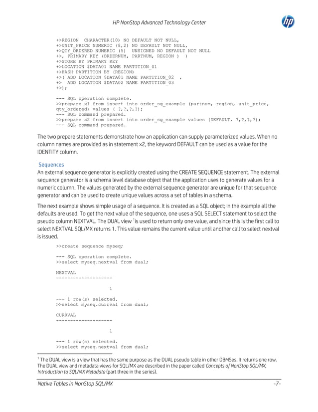 Native tables in NonStop SQL/MX | PDF