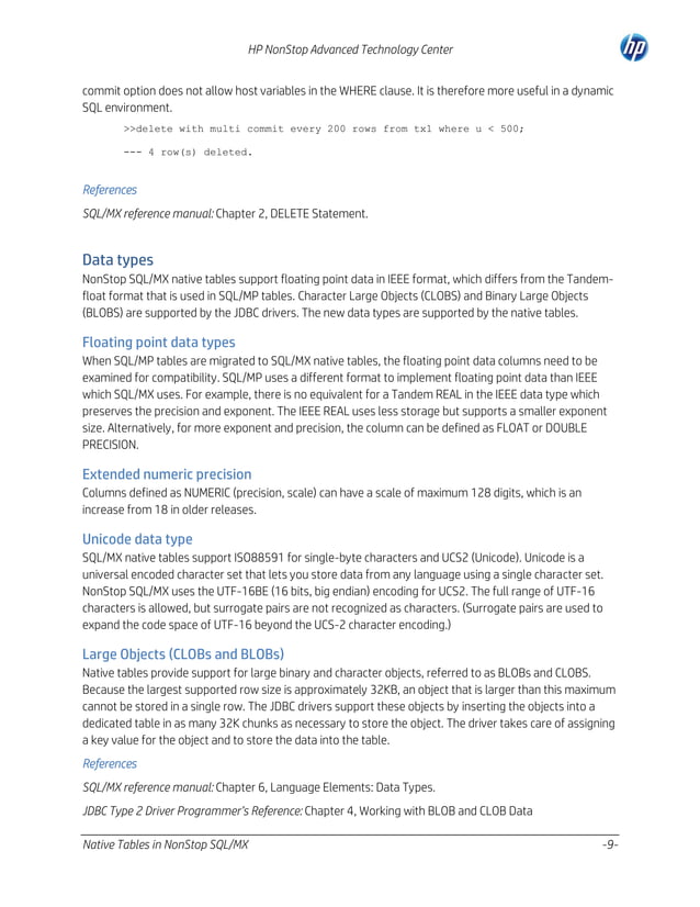Native tables in NonStop SQL/MX | PDF