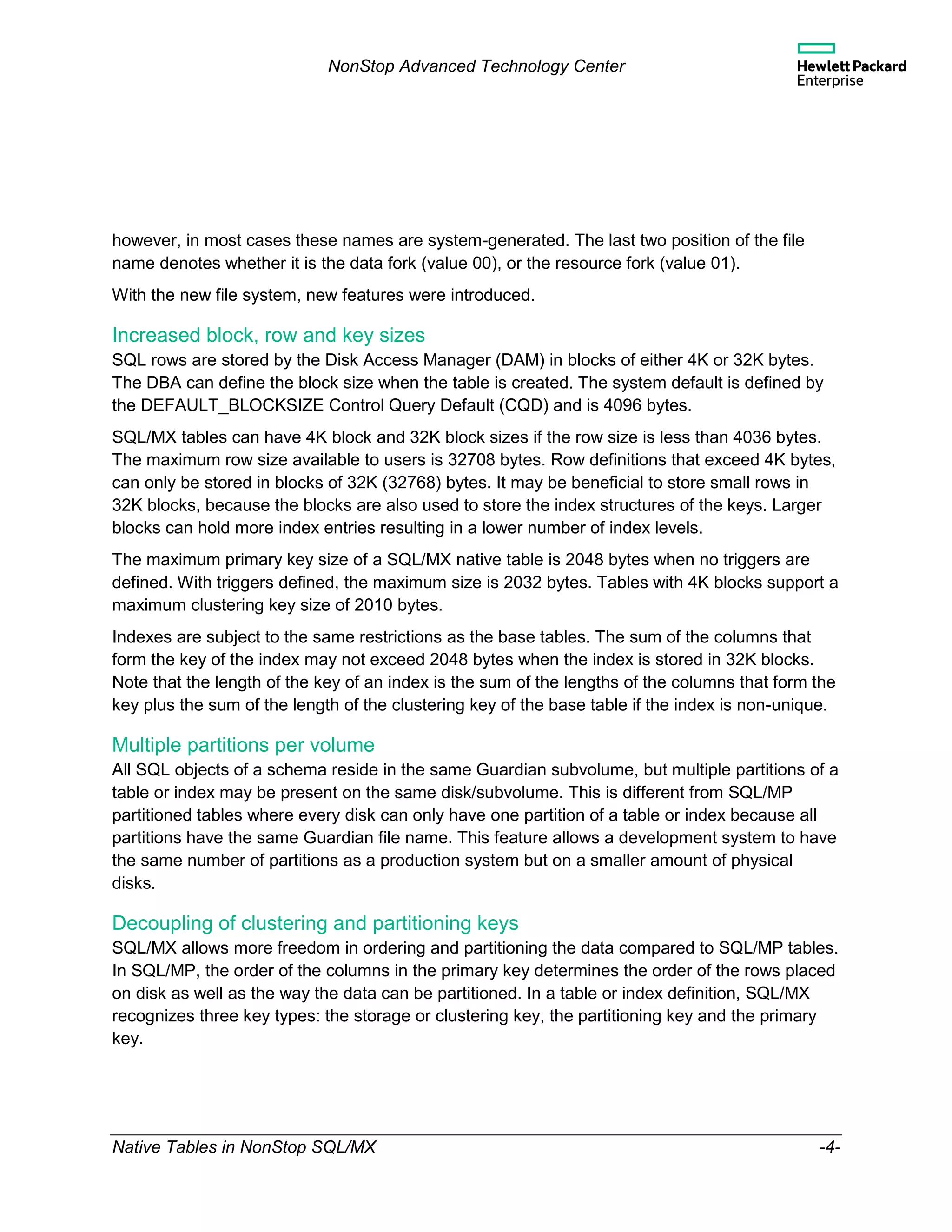 Native tables in NonStop SQL database | PDF