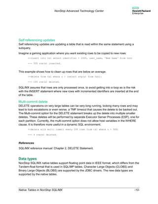 Native tables in NonStop SQL database | PDF