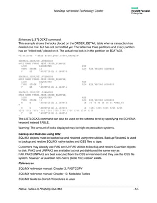Native tables in NonStop SQL database | PDF