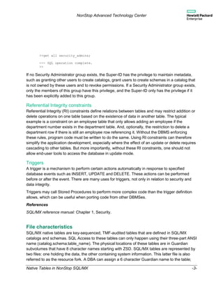 Native tables in NonStop SQL database | PDF